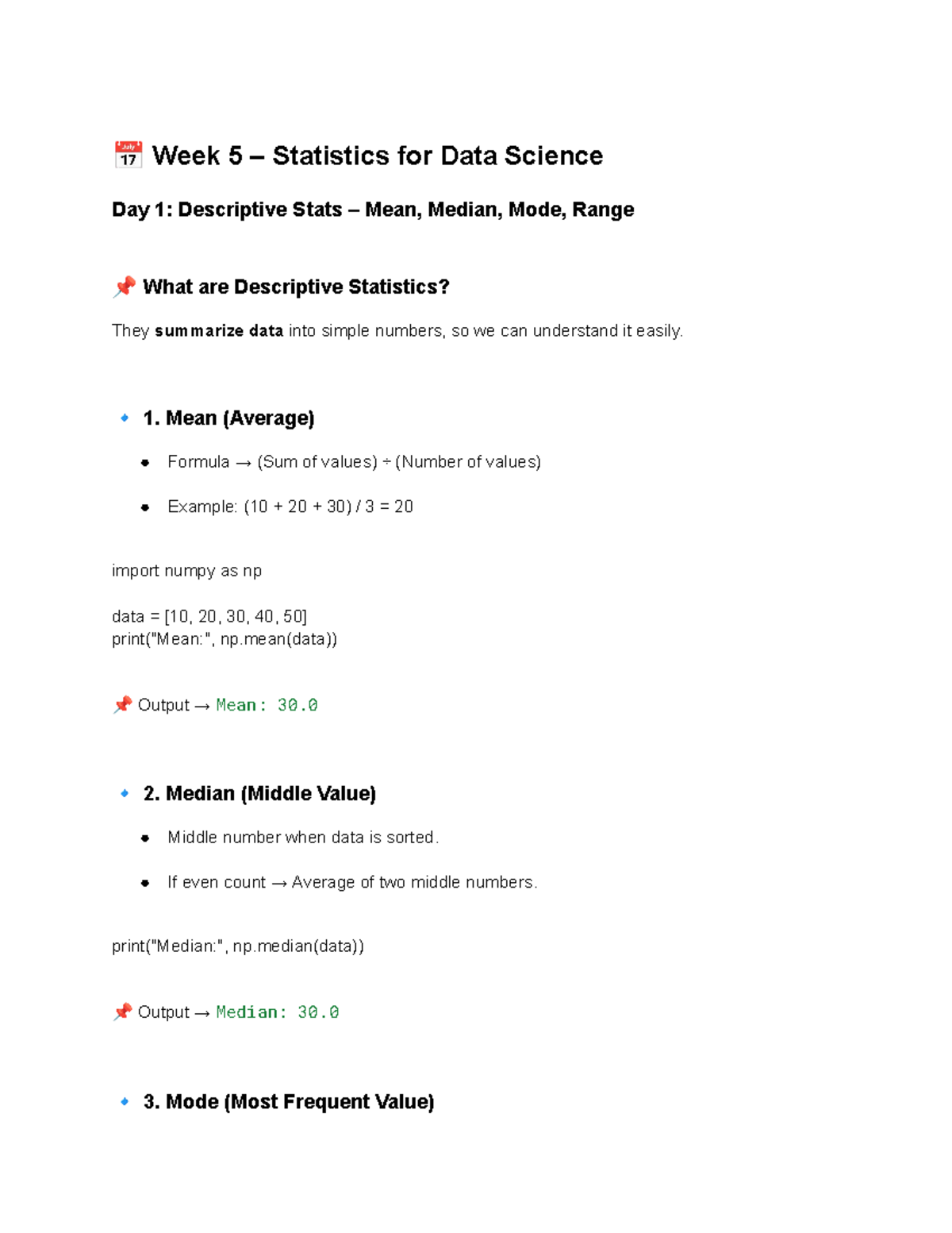 Week 5 Statistics for Data Science: Descriptive Stats & Probability ...
