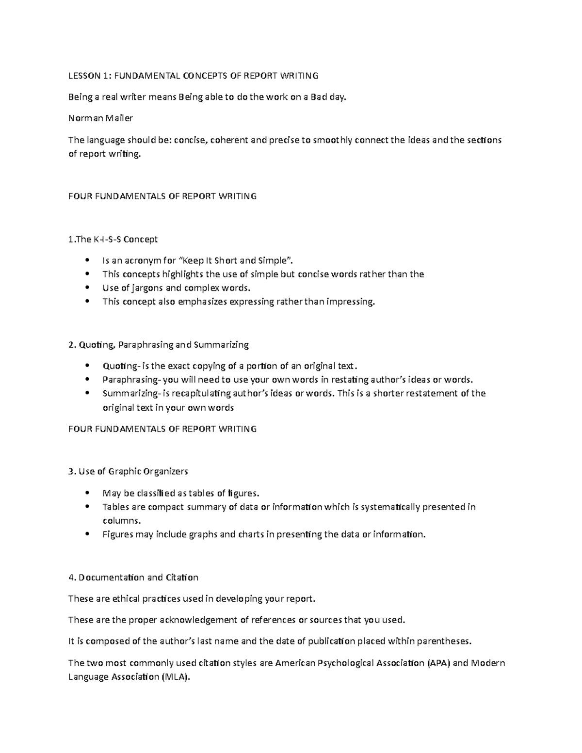 Fundamental Concepts of Report Writing (Course Code: WRIT101) - Studocu