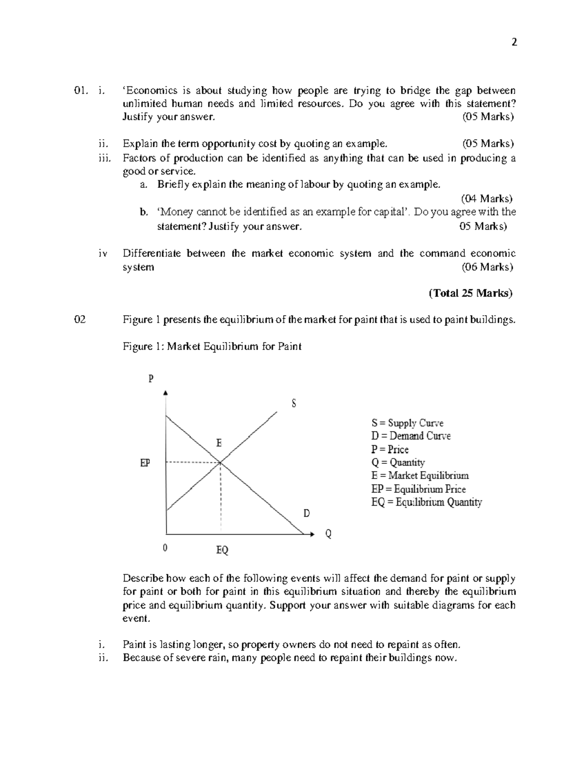 Introduction to Principles of Economics - Exam Paper 2 (25 Marks) - Studocu