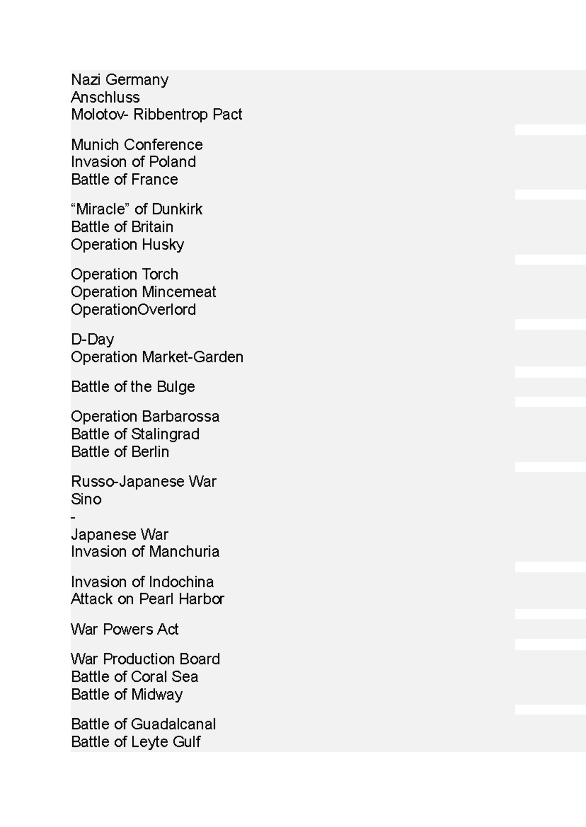 WWII Study Guide: Key Events & Figures Overview (HIST 101) - Studocu