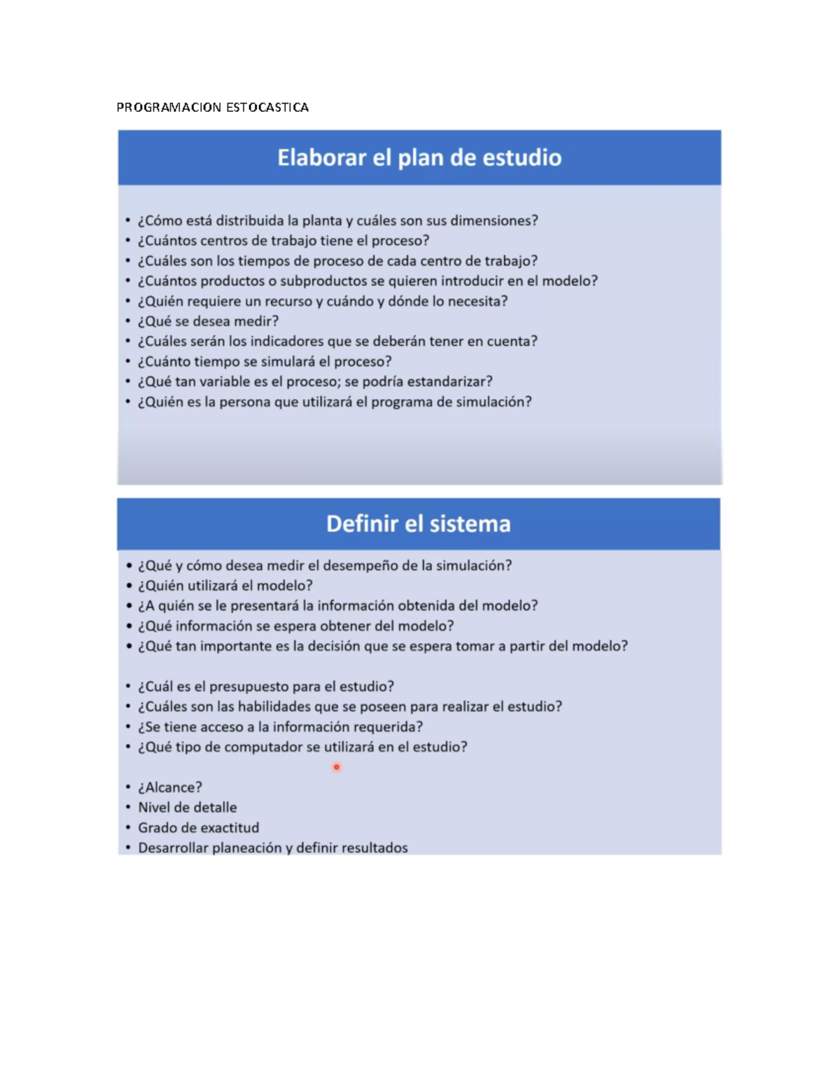 Clase 2: Programación Estocástica y Modelos de Simulación - Studocu