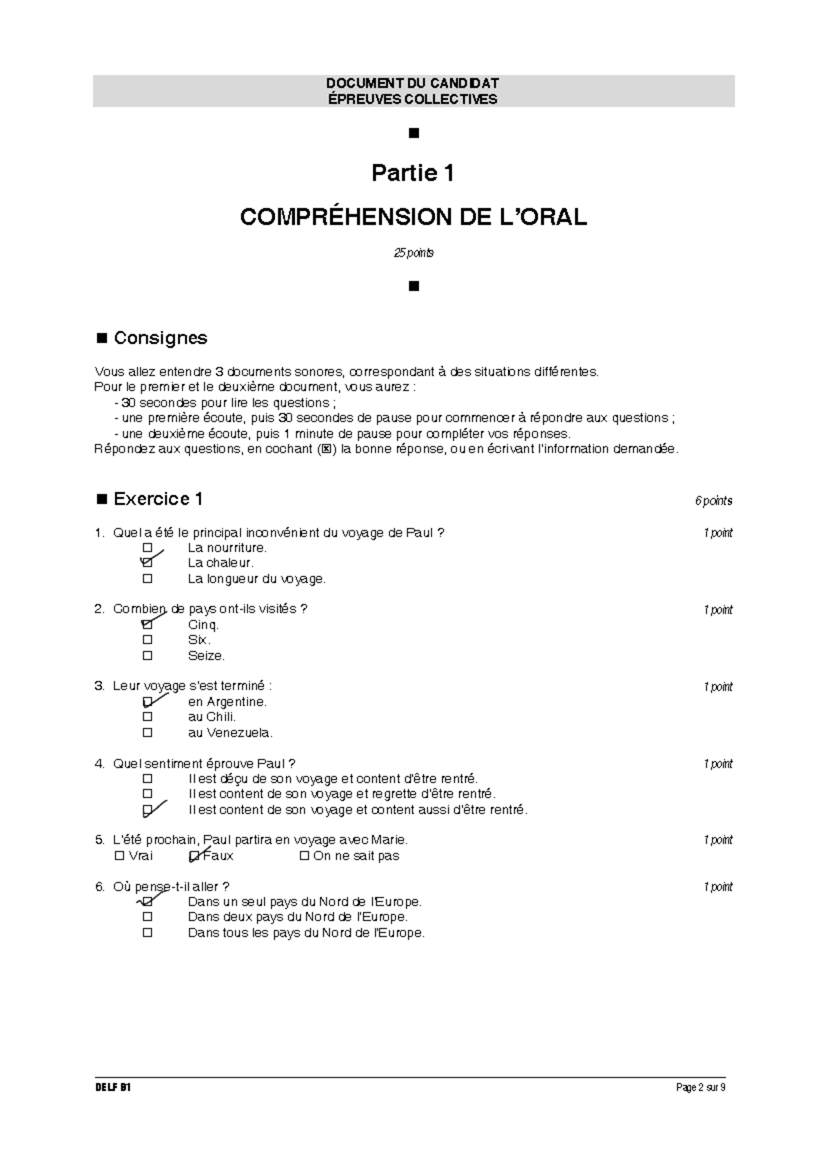 Compréhension de l'Oral - Exercices 1 et 2 | DELF B1 - Studocu