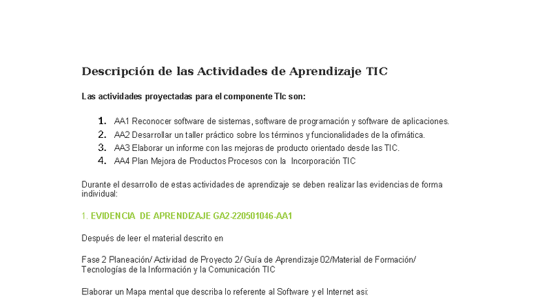 Actividades de Aprendizaje TIC: Guía y Evidencias de Proyecto - Studocu