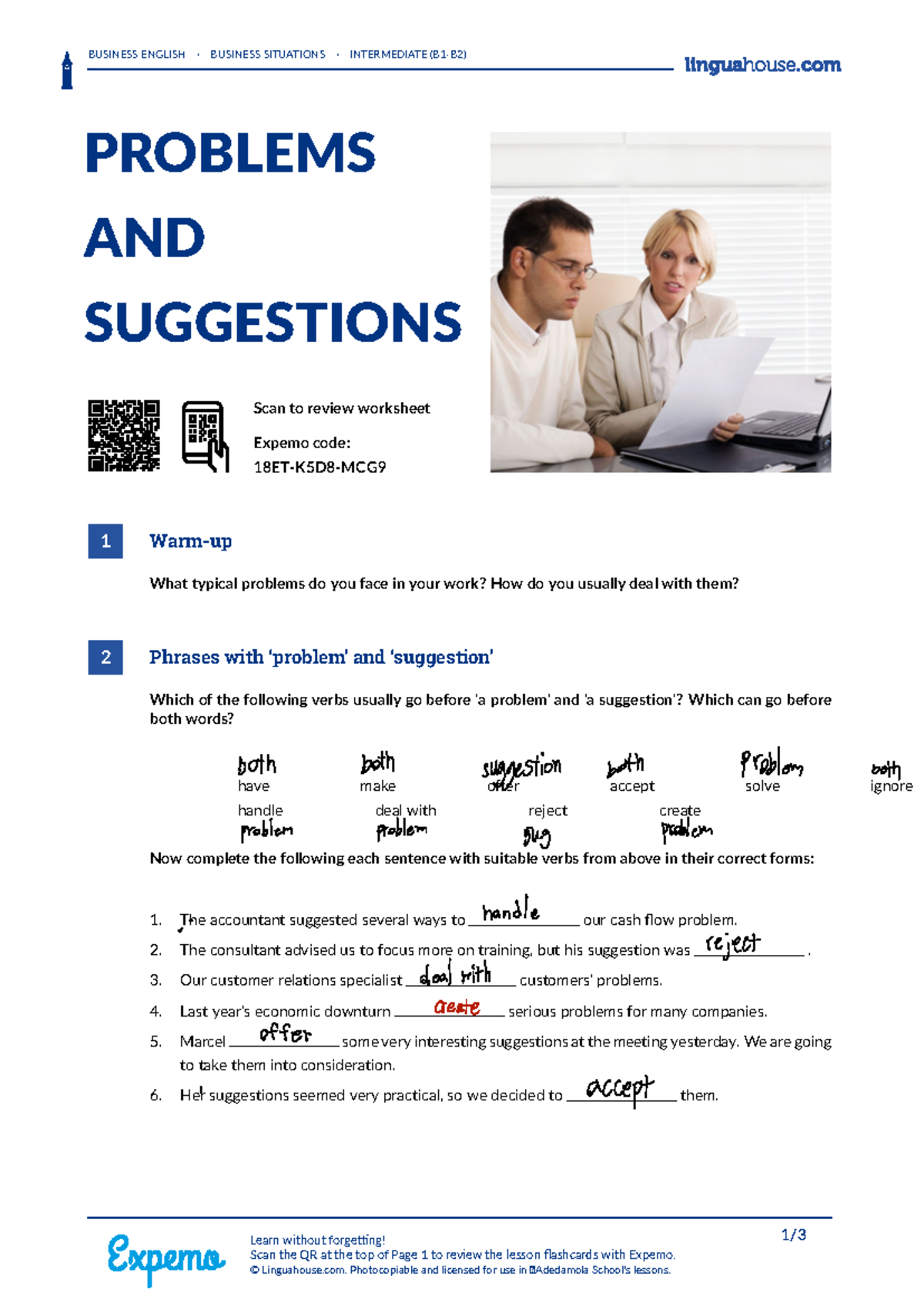 B1-B2 Business English: Problems and Suggestions Overview - Studocu