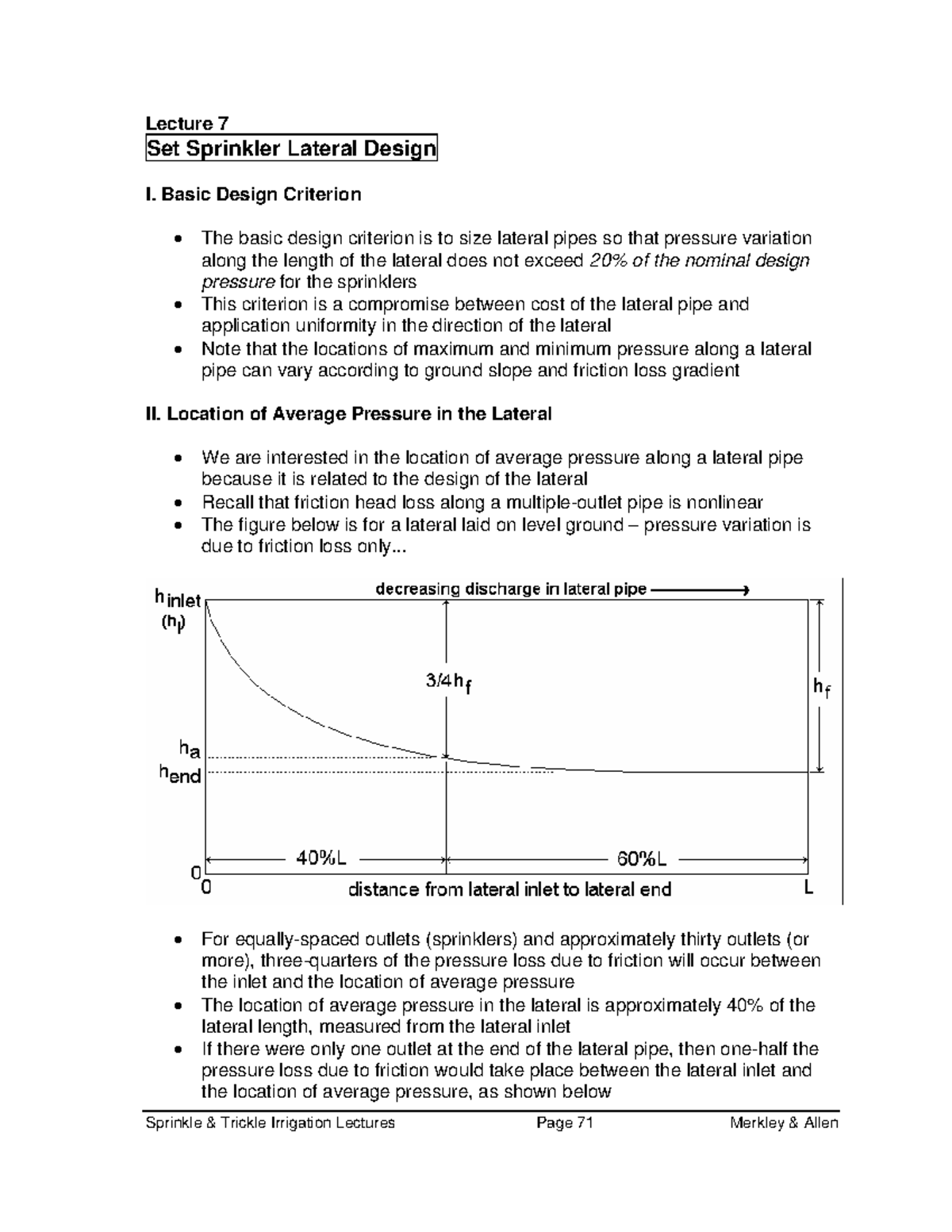 Lecture 7 set sprinkler lateral design - Sprinkle & Trickle Irrigation ...
