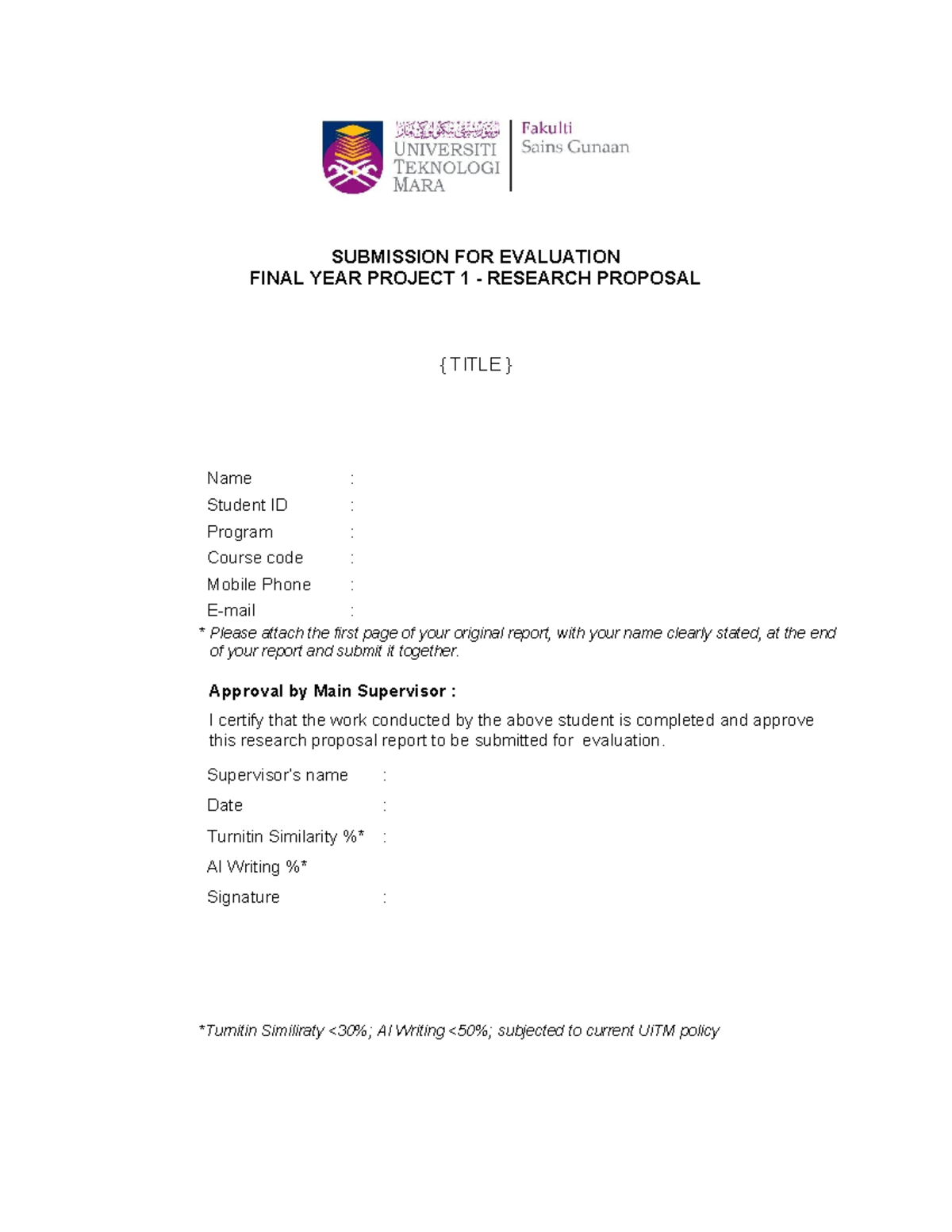 FSG FYP1 Research Proposal Template 20252 - Final Year Project Draft ...