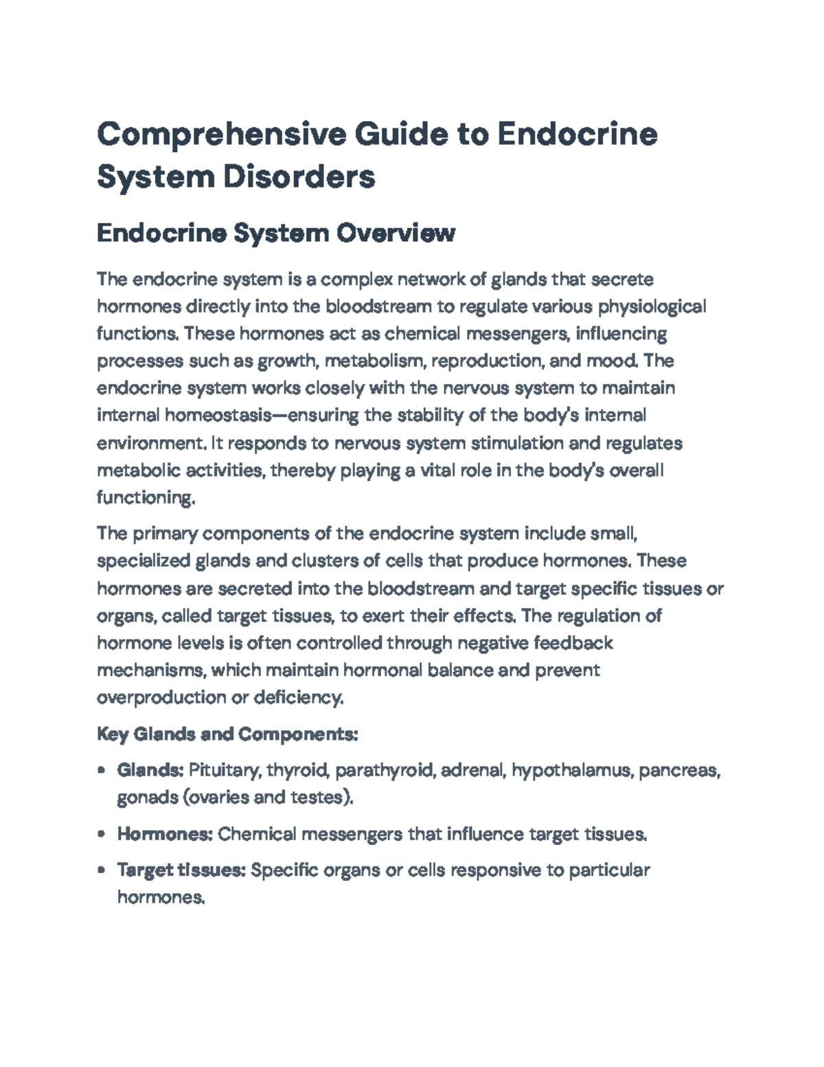Comprehensive Overview of Endocrine Disorders and Management (PTA ...