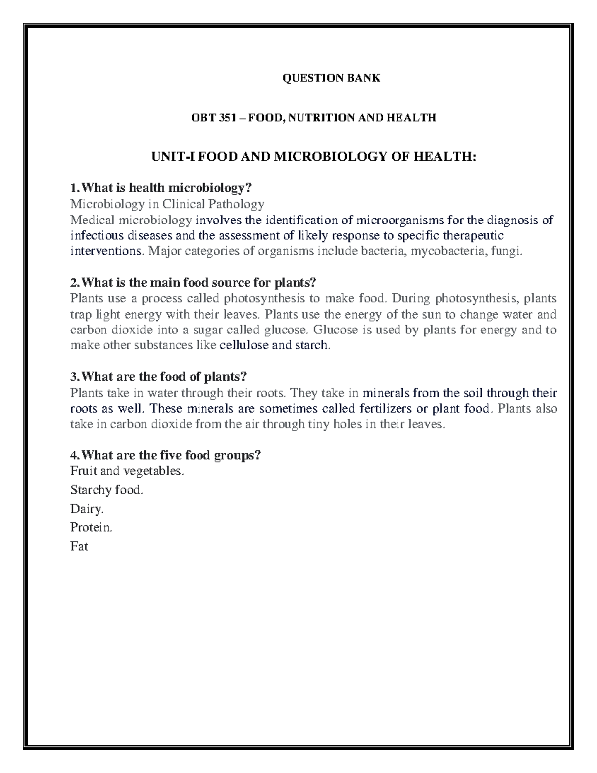 OBT351 - Lecture Notes on Food Nutrition, Health, & Food Safety ...