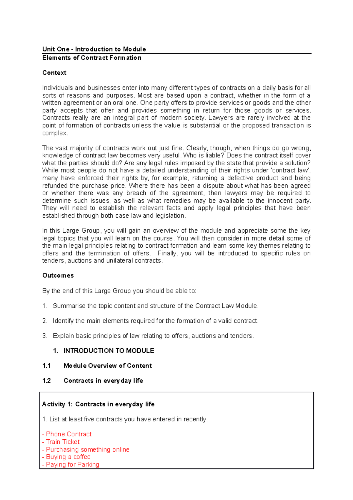 Unit One Notes - Lecture - Unit One - Introduction to Module Elements ...