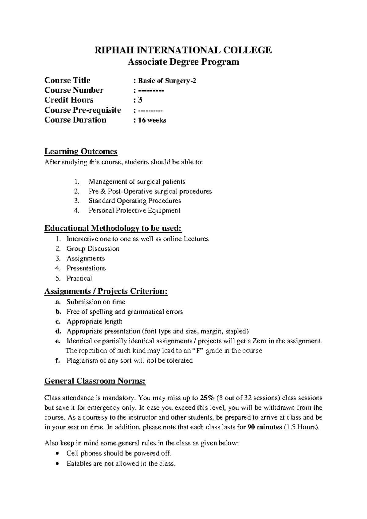 Basic of Surgery - Course Overview & Learning Outcomes - Studocu