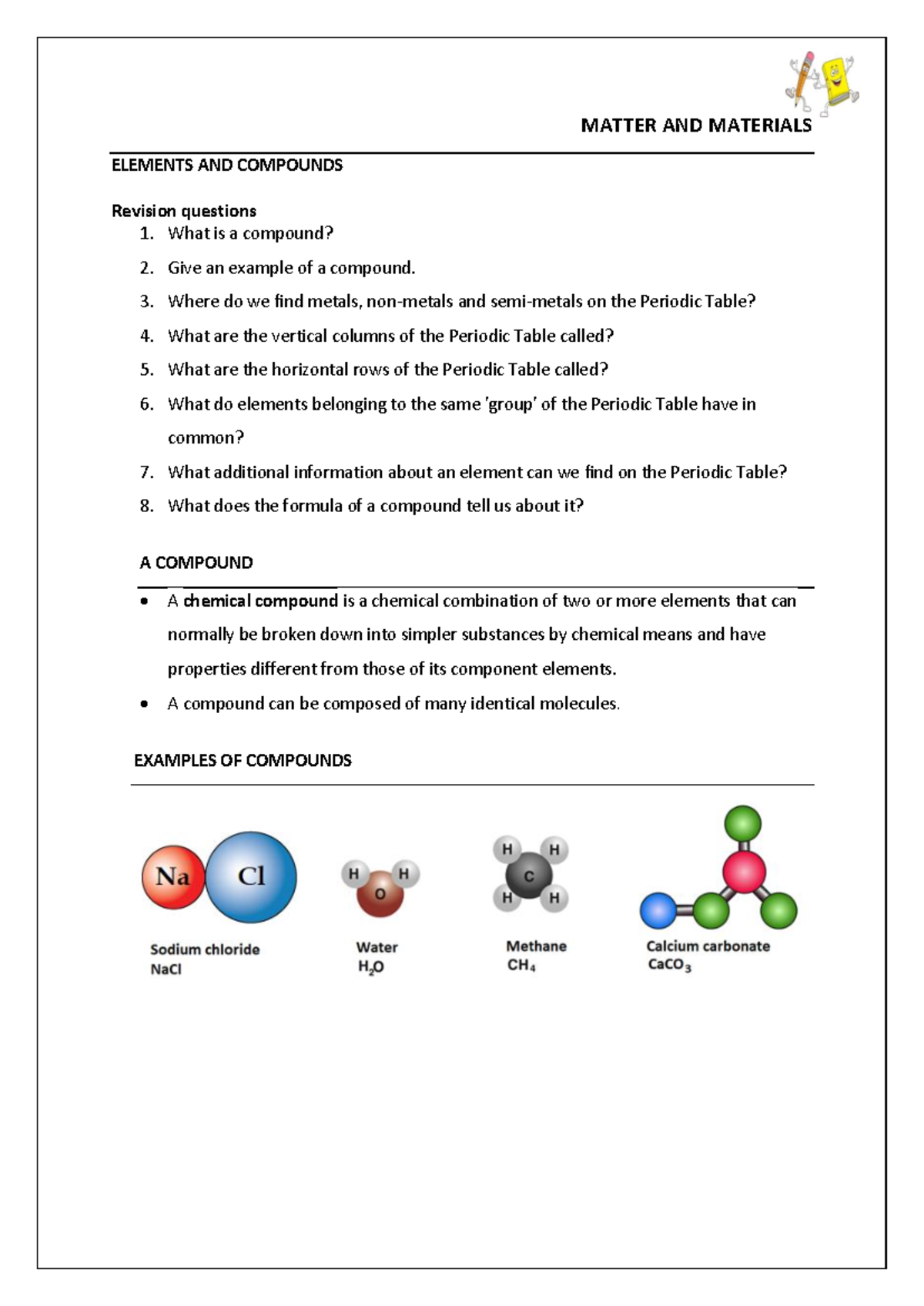 Grade 9 TERM 2 Chemistry Notes: Matter, Elements, Compounds & Reactions ...
