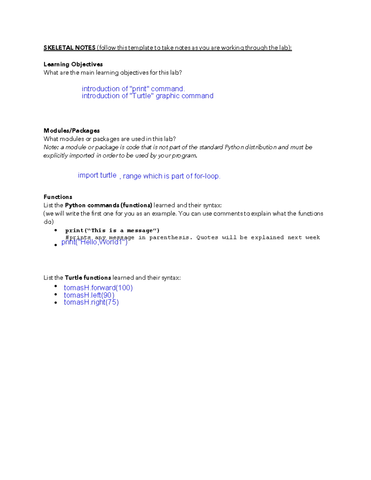 Lab1 Notes - Python Turtle Programming Techniques and Functions - Studocu