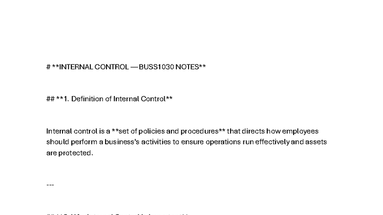 CONTROL BUSS1030 Internal Control: Policies and Procedures Overview ...