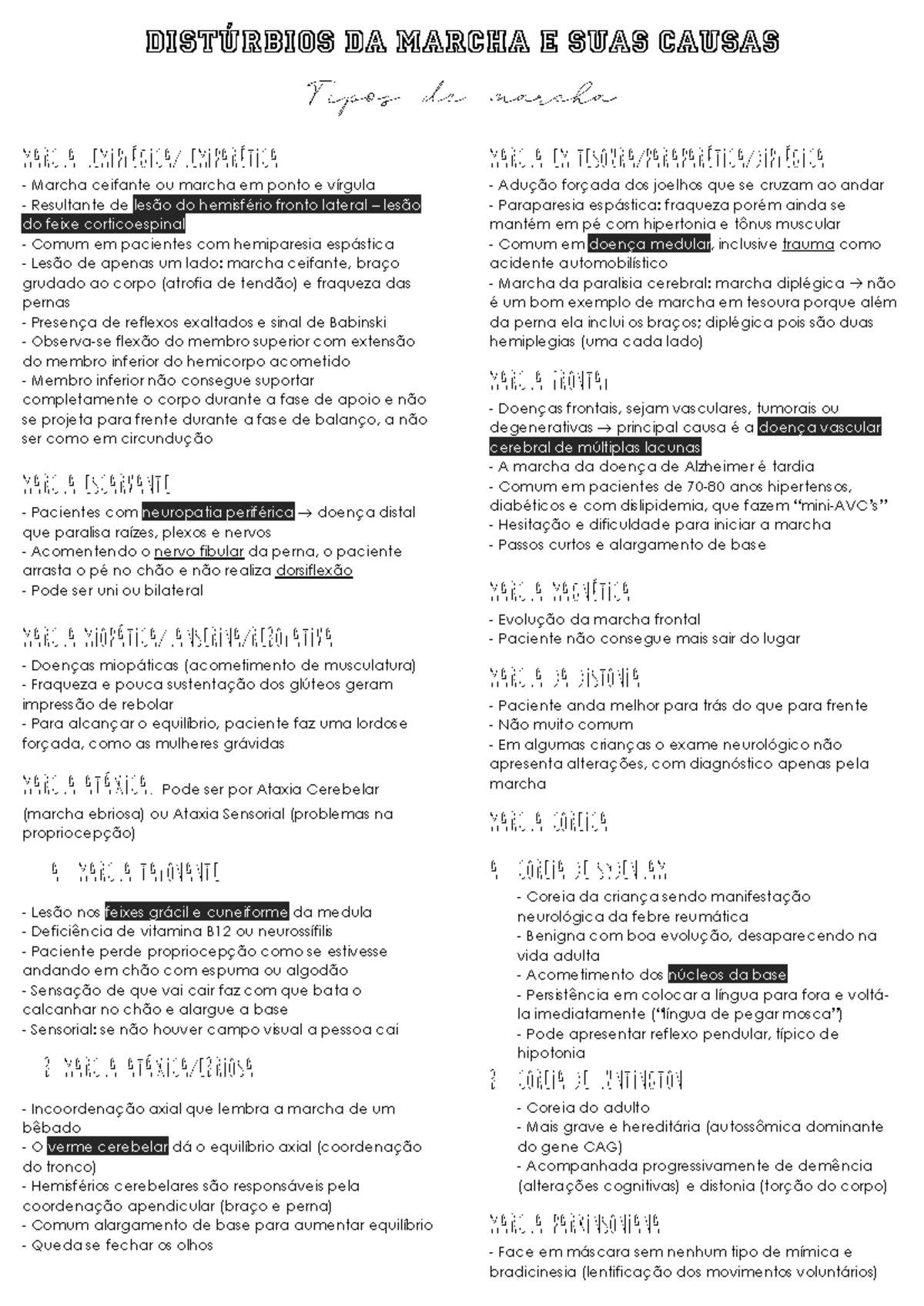 Distúrbios da Marcha: Tipos e Causas - Estudo abrangente - Studocu