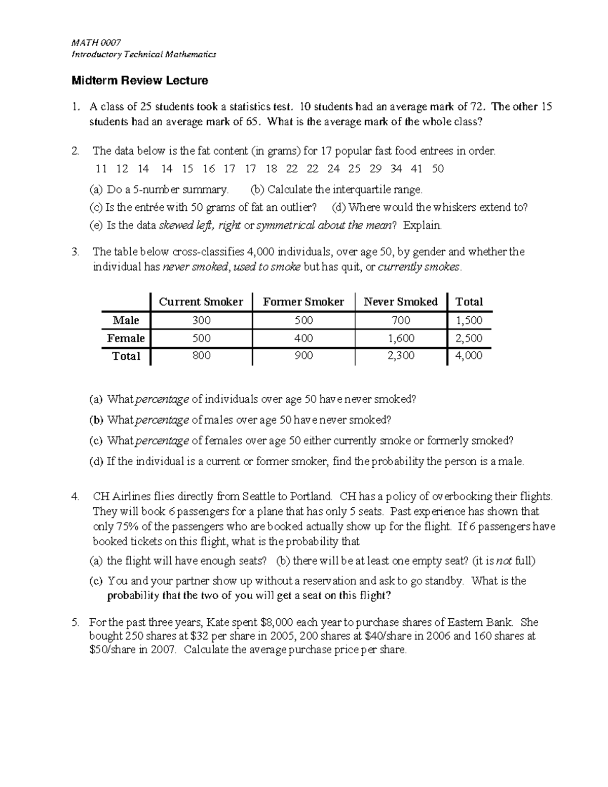 MATH 0007 Intro to Tech Math Midterm Practice Questions & Solutions ...