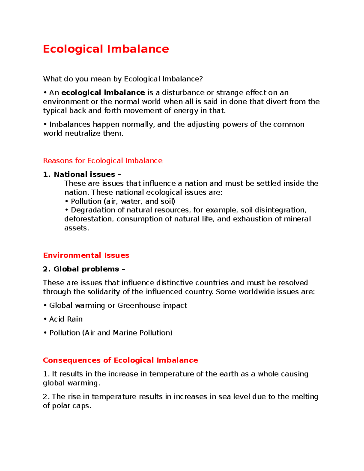 Ecological Imbalance - Ecological Imbalance What do you mean by ...