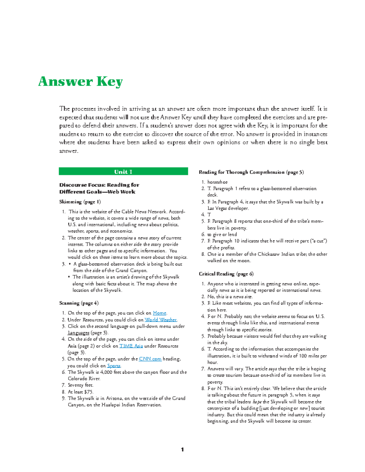 Answer Key - Practice Exercises & Critical Reading Analysis - Studocu