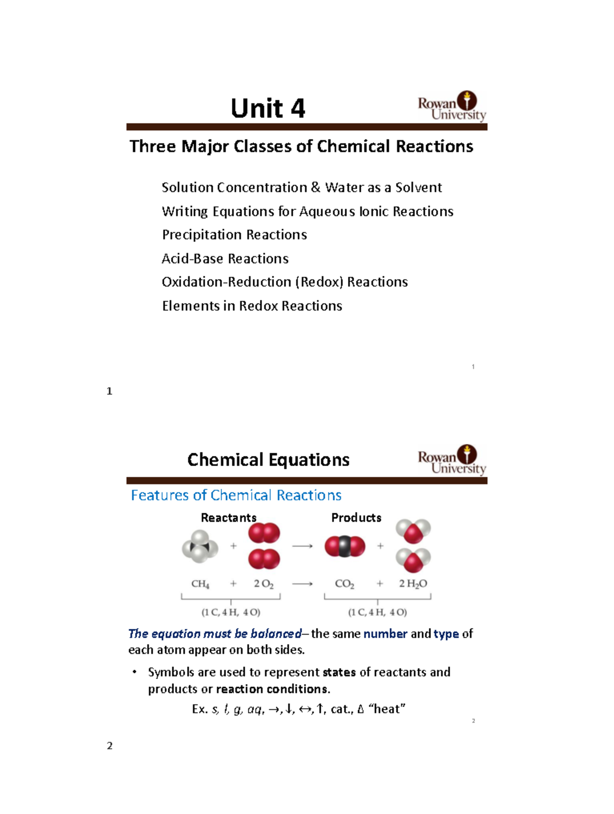 Unit 4: Major Classes of Chemical Reactions & Aqueous Solutions - Unit ...