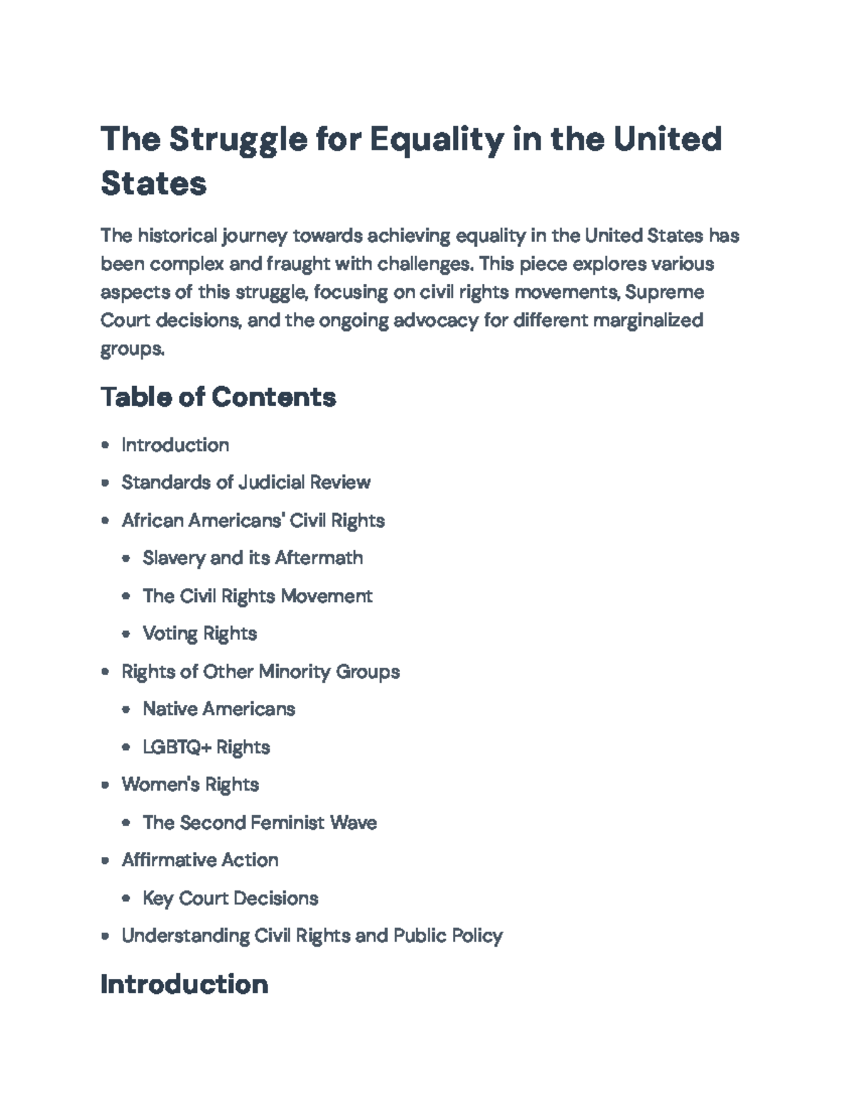 The Struggle for Equality in the U.S.: Civil Rights Movements ...