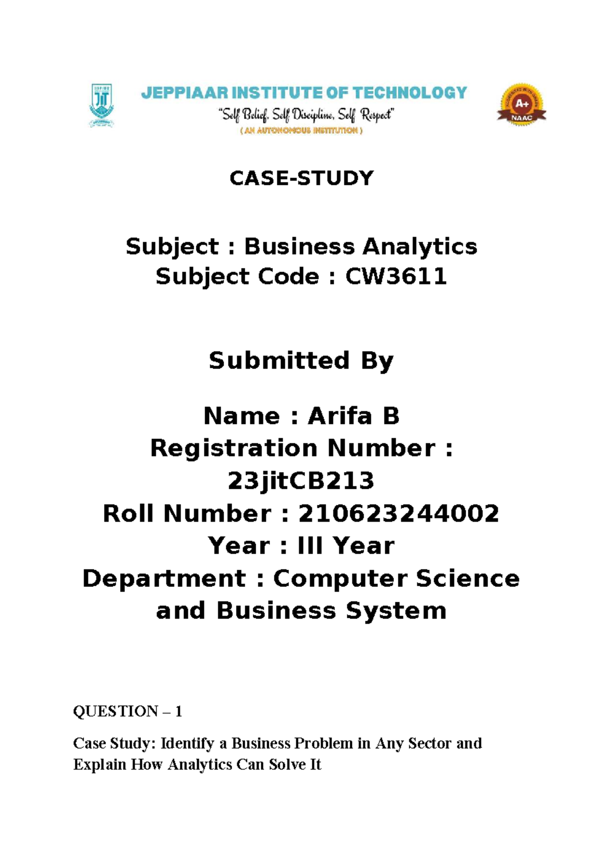 Case Study on Business Analytics and OLAP in Retail Sector (CW3611) - Studocu