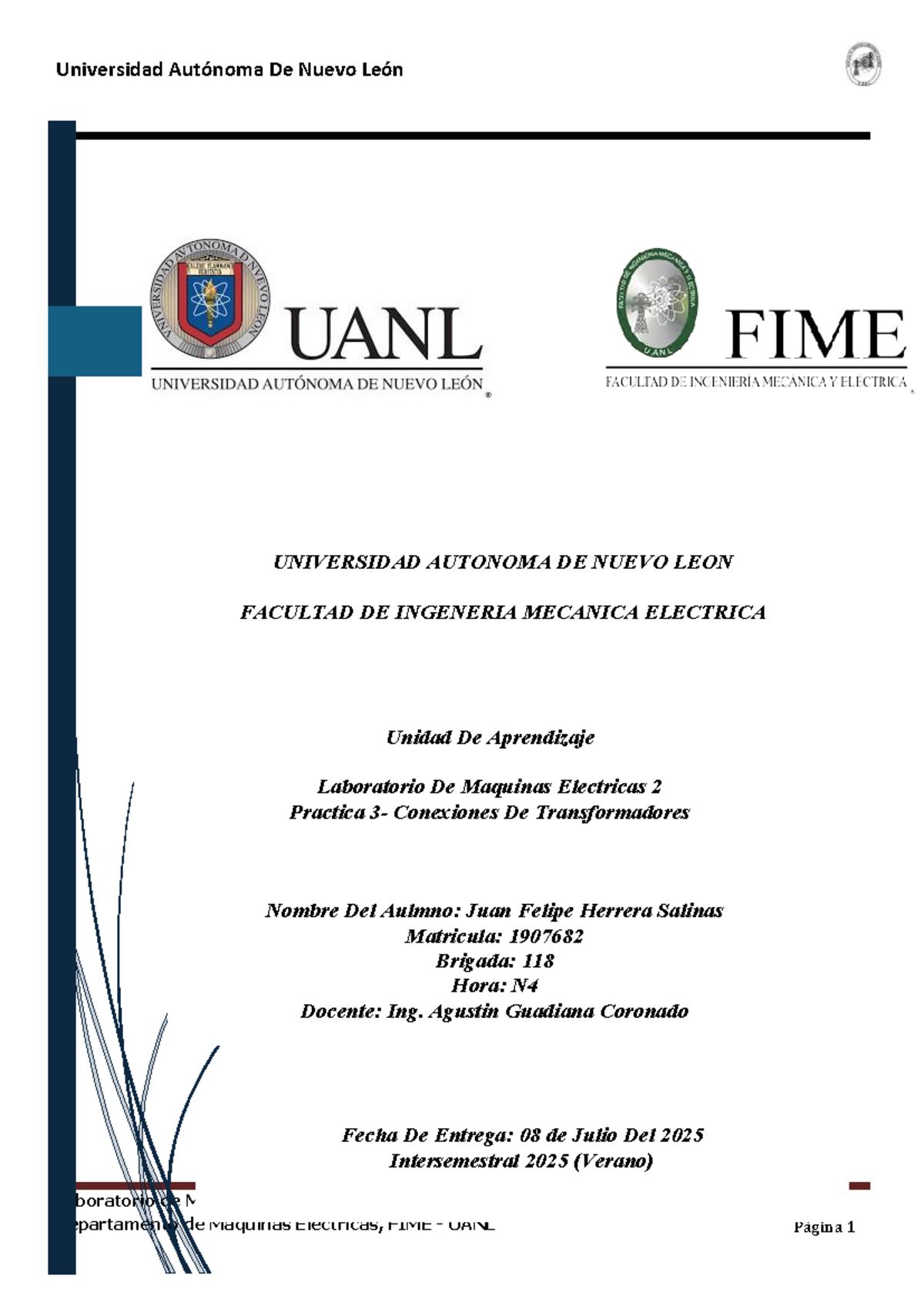 Práctica 3: Conexiones de Transformadores - ME 2025 - Studocu