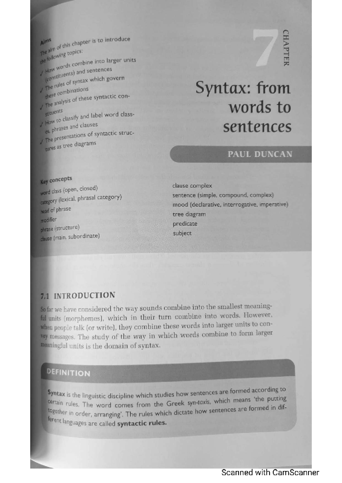 Syntax: From Words to Sentences - Chapter 7 Overview and Analysis - Studocu