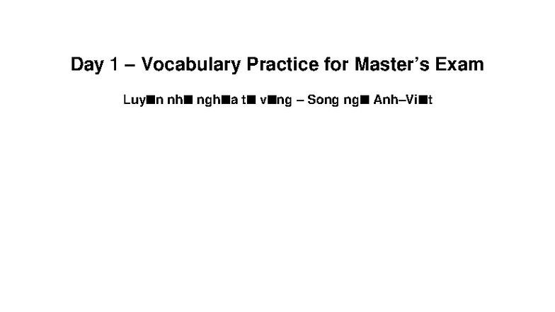 Day 1 Vocabulary Practice for Exam (Multiple Choice & Matching) - Studocu