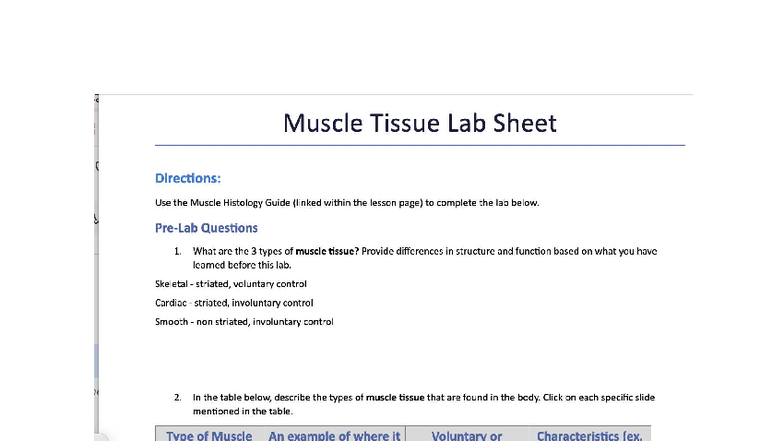 PM 5.4 Muscle Tissue Lab Sheet: Types & Functions Explained - Studocu