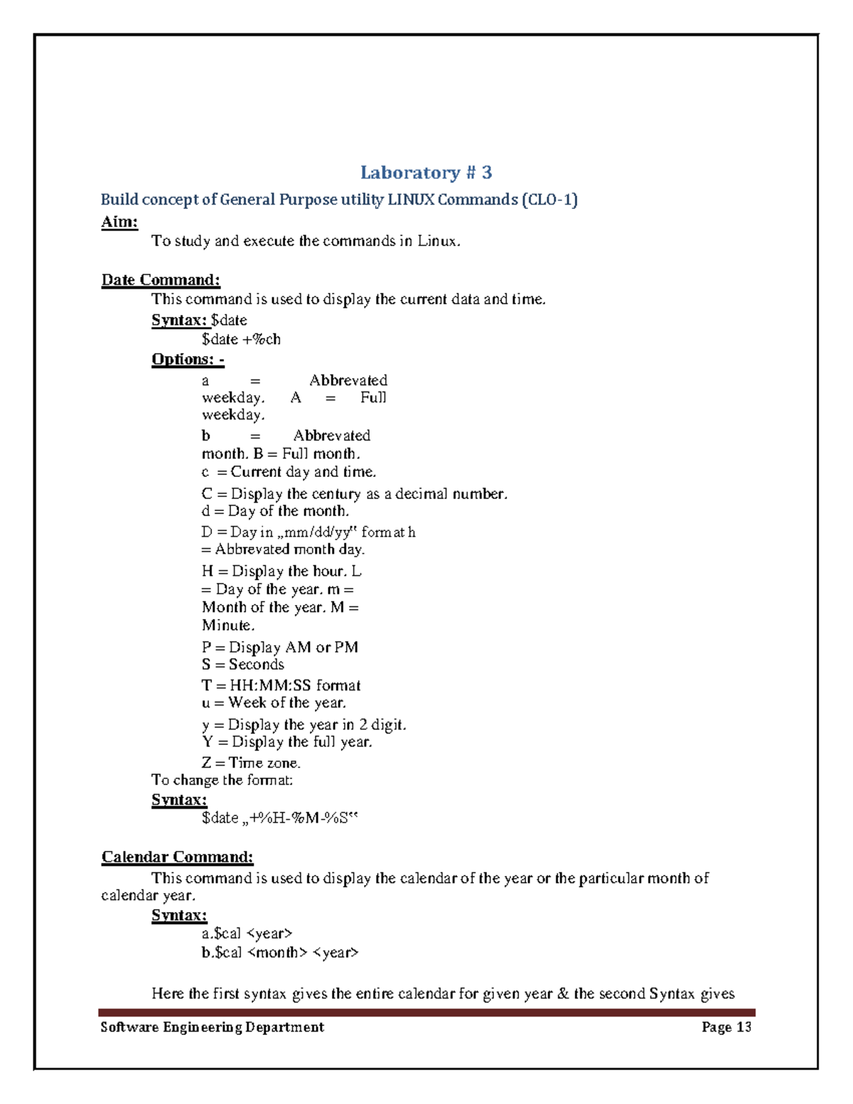 Lab 2 21022025 095210 am - Laboratory # 3 Build concept of General Purpose utility LINUX ...