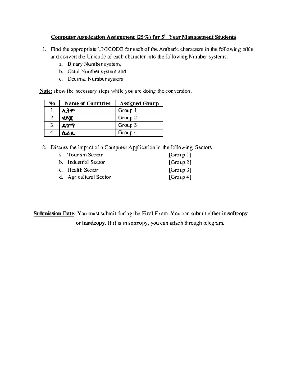 Computer Application Assignment (COMP-101): Final Exam Guidelines - Studocu