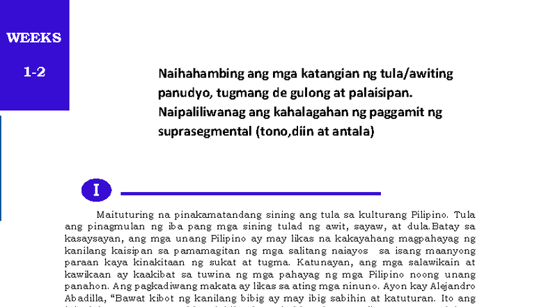 Filipino 7 Week 1: Katangian ng Panudyo, Tugmang de Gulong, at ...