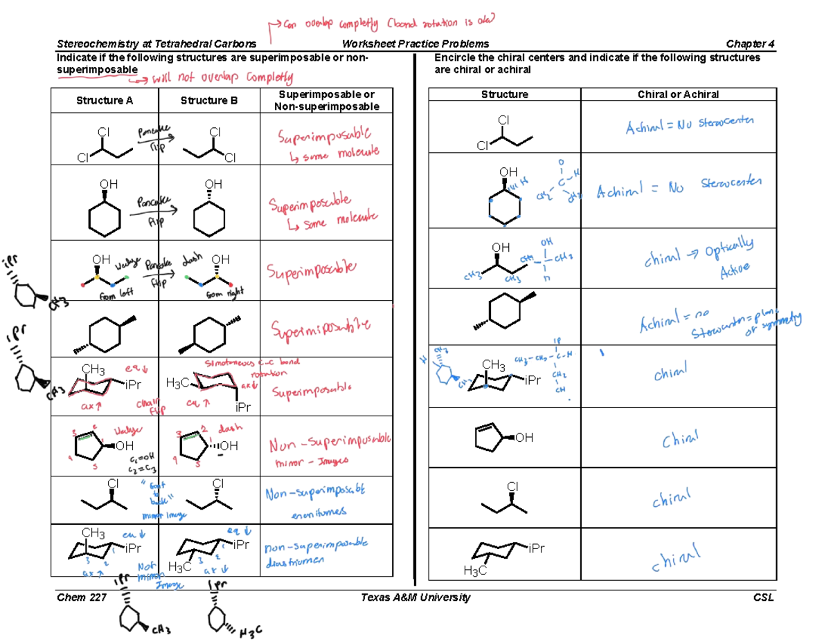 Chem 227: Stereochemistry Practice Problems - Chapter 4 - Studocu