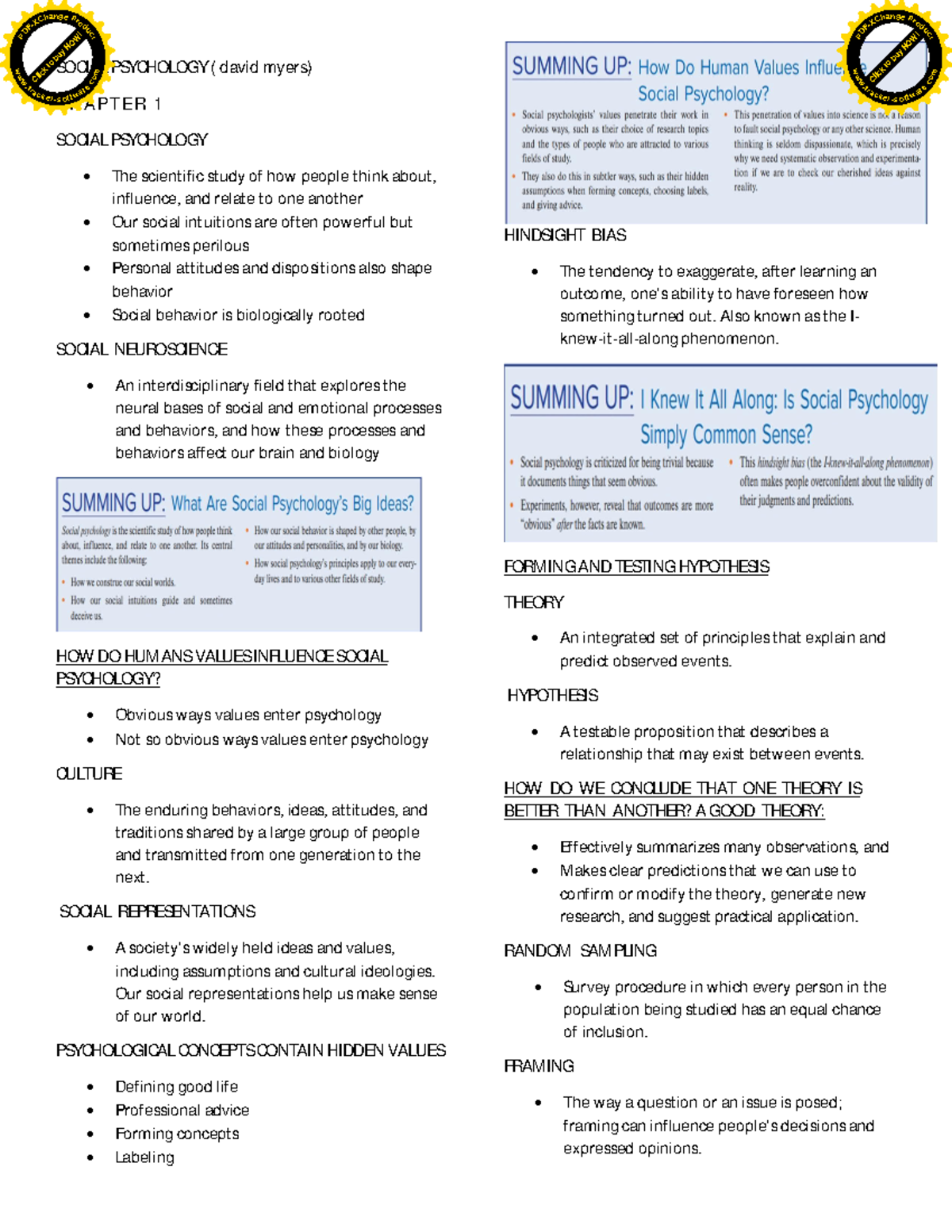 SOCIAL PSYCHOLOGY (PSY 101) CHAPTER 1-9 REVIEW NOTES - Studocu