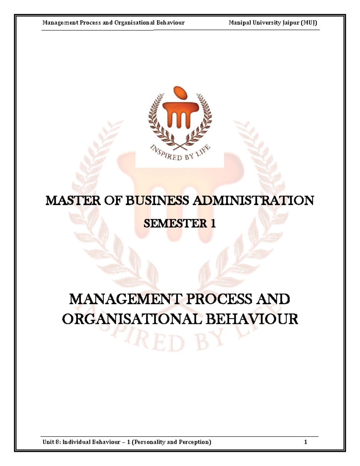 Unit 8: Individual Behaviour – Personality & Perception (MBA) Notes ...
