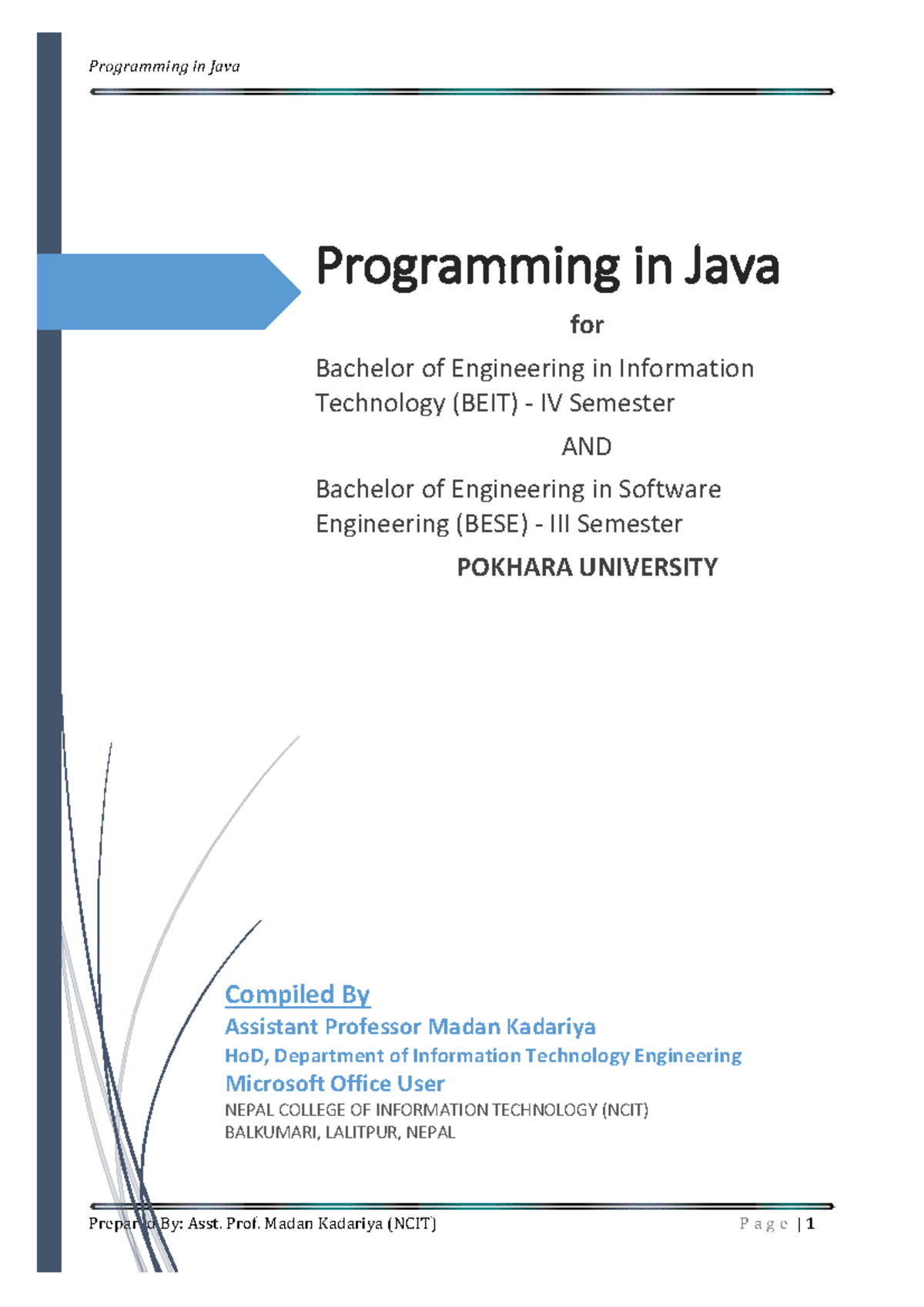 Java Programming for BEIT-IV & BESE-III Semesters - NCIT Notes - Studocu