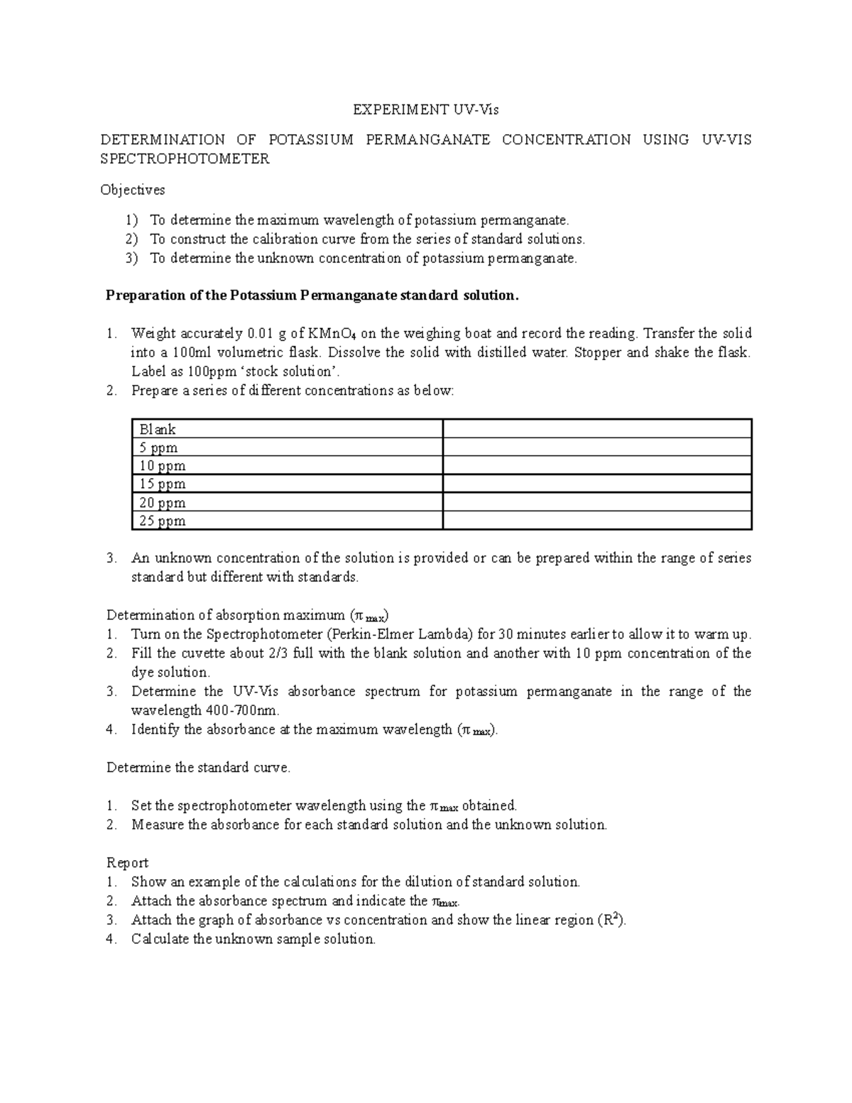 Experiment UV no 7 - EXPERIMENT UV-Vis DETERMINATION OF POTASSIUM ...