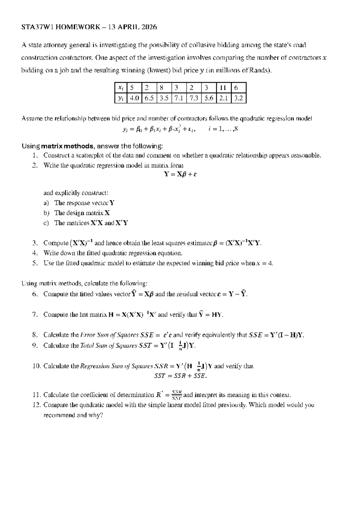 STA37W1 Homework 13: Polynomial Regression Analysis in Construction ...