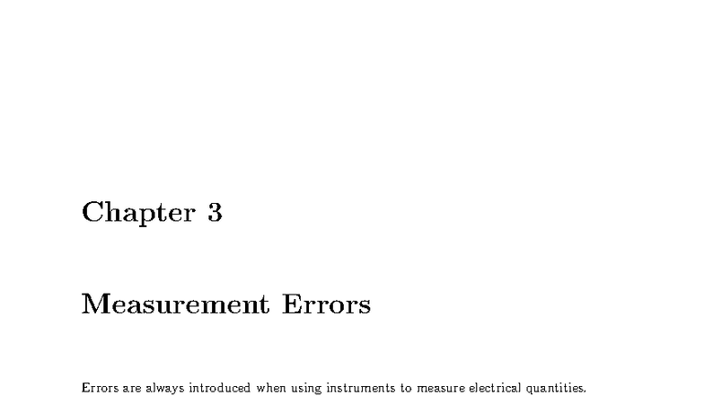 Chapter 3: Measurement Errors in Electrical Quantities (Course Code: 4) - Studocu