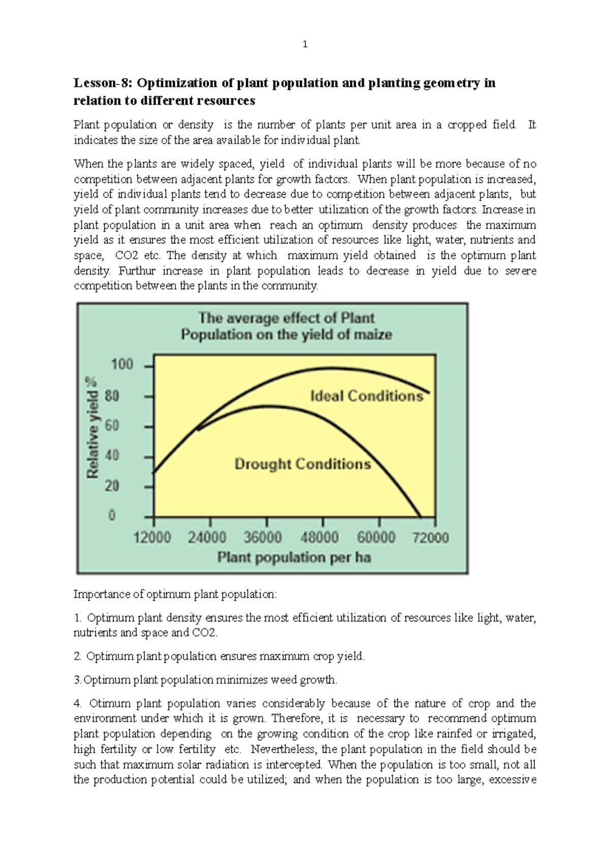 Lesson 8: Optimization of Plant Population & Geometry in Agriculture ...