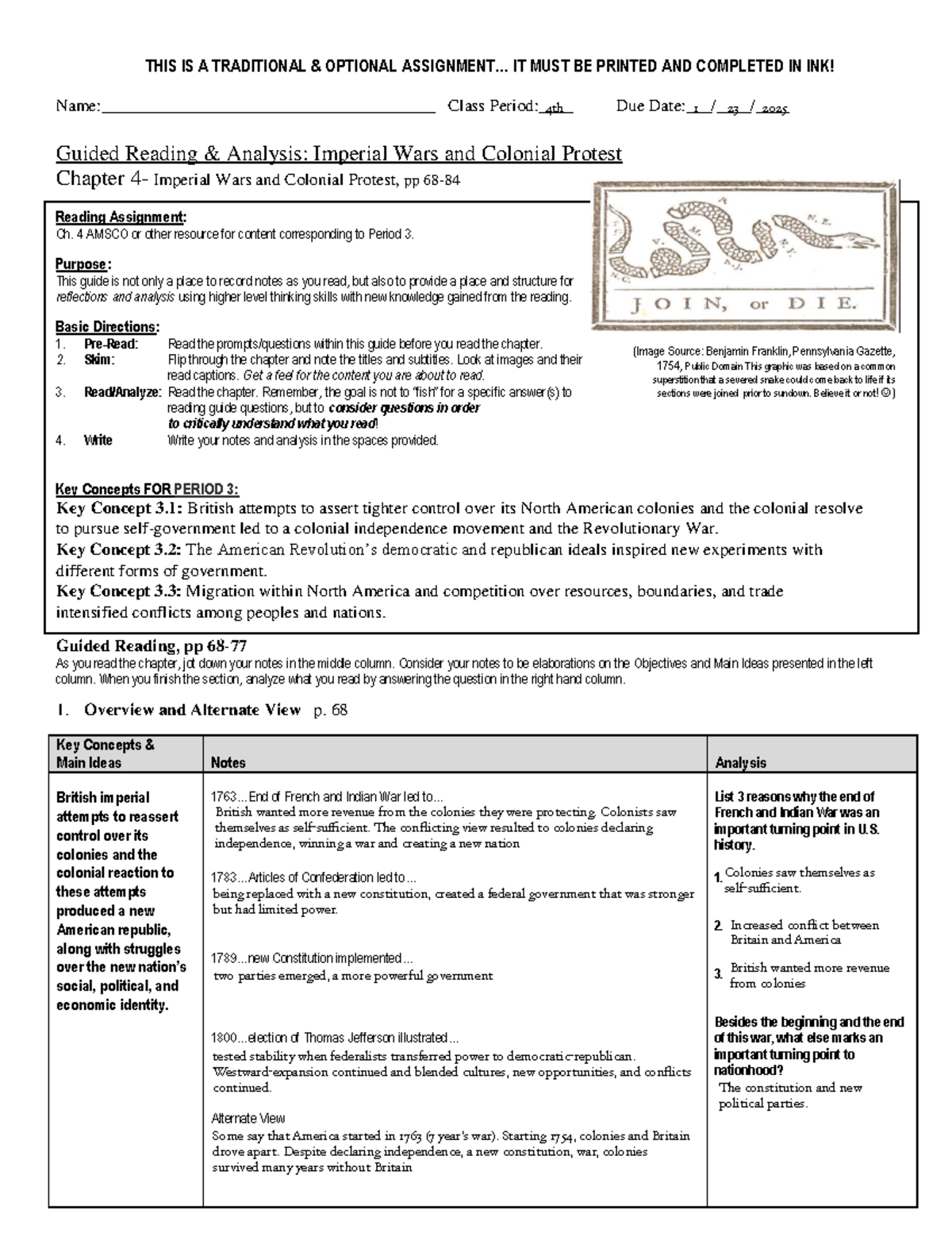 Amsco APUSH Chapter 4 Guided Reading & Analysis Notes - Studocu
