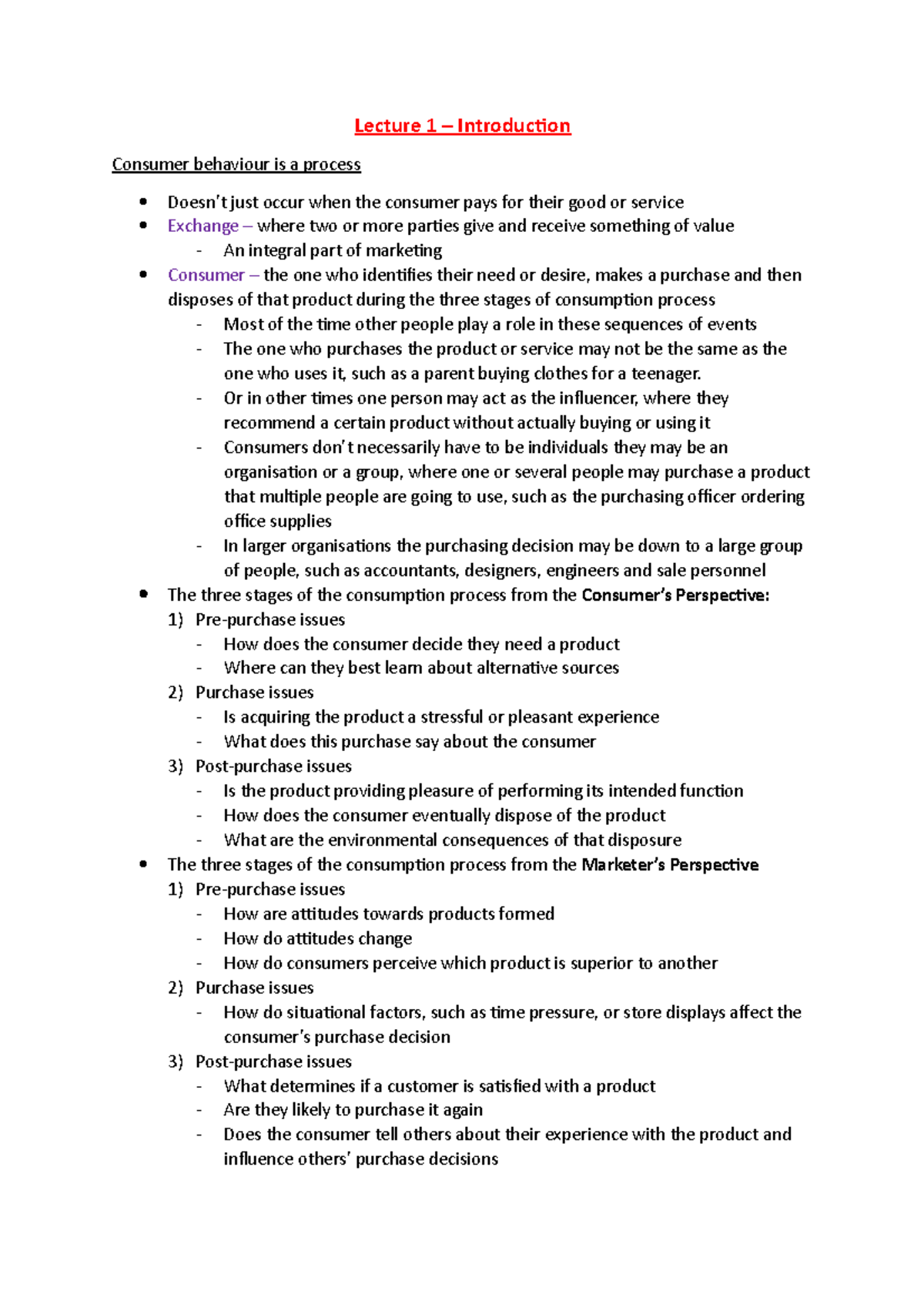 Consumer Behaviour Unit 1 Introduction Lecture 1 Introduction
