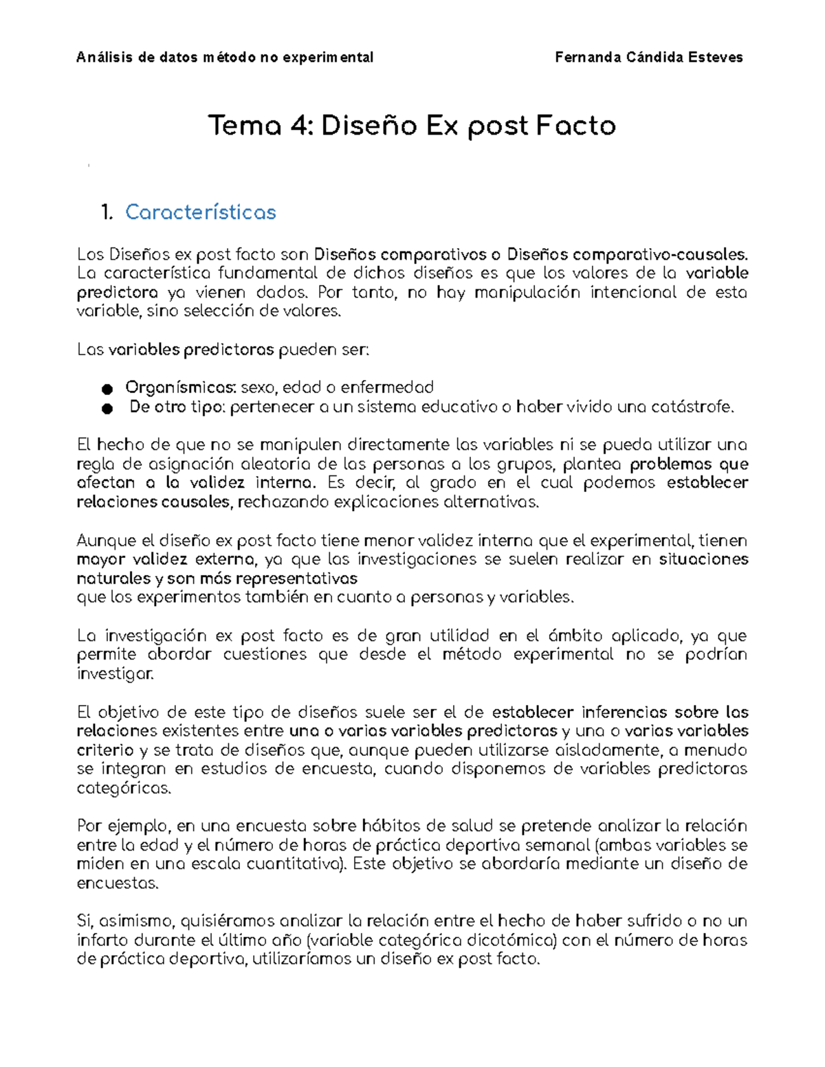 Tema 4(análisis) Diseño Ex post Facto - Tema 4: Diseño Ex post Facto 1 ...