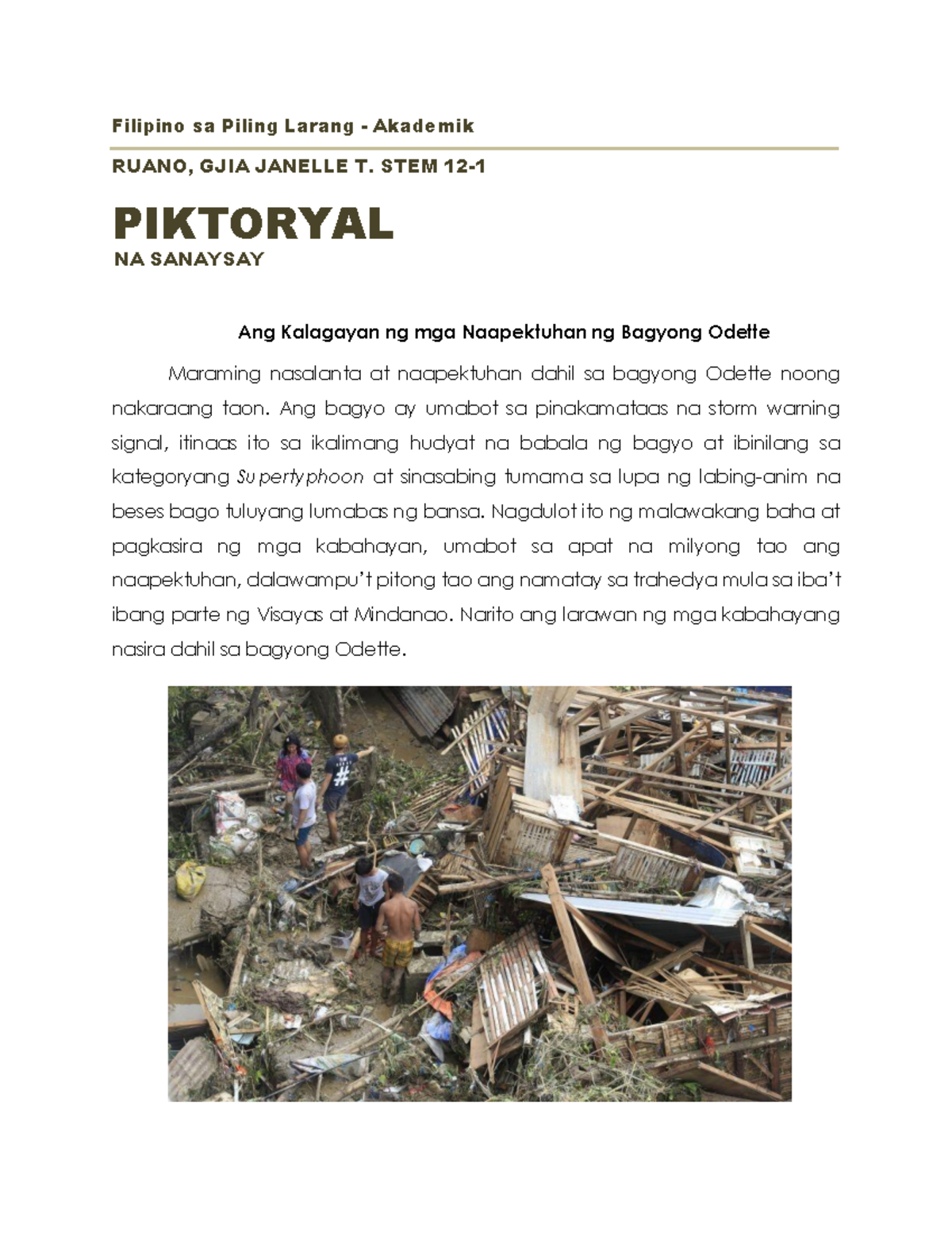 Piktoryal na Sanaysay - Ruano - Filipino sa Piling Larang - Akademik ...