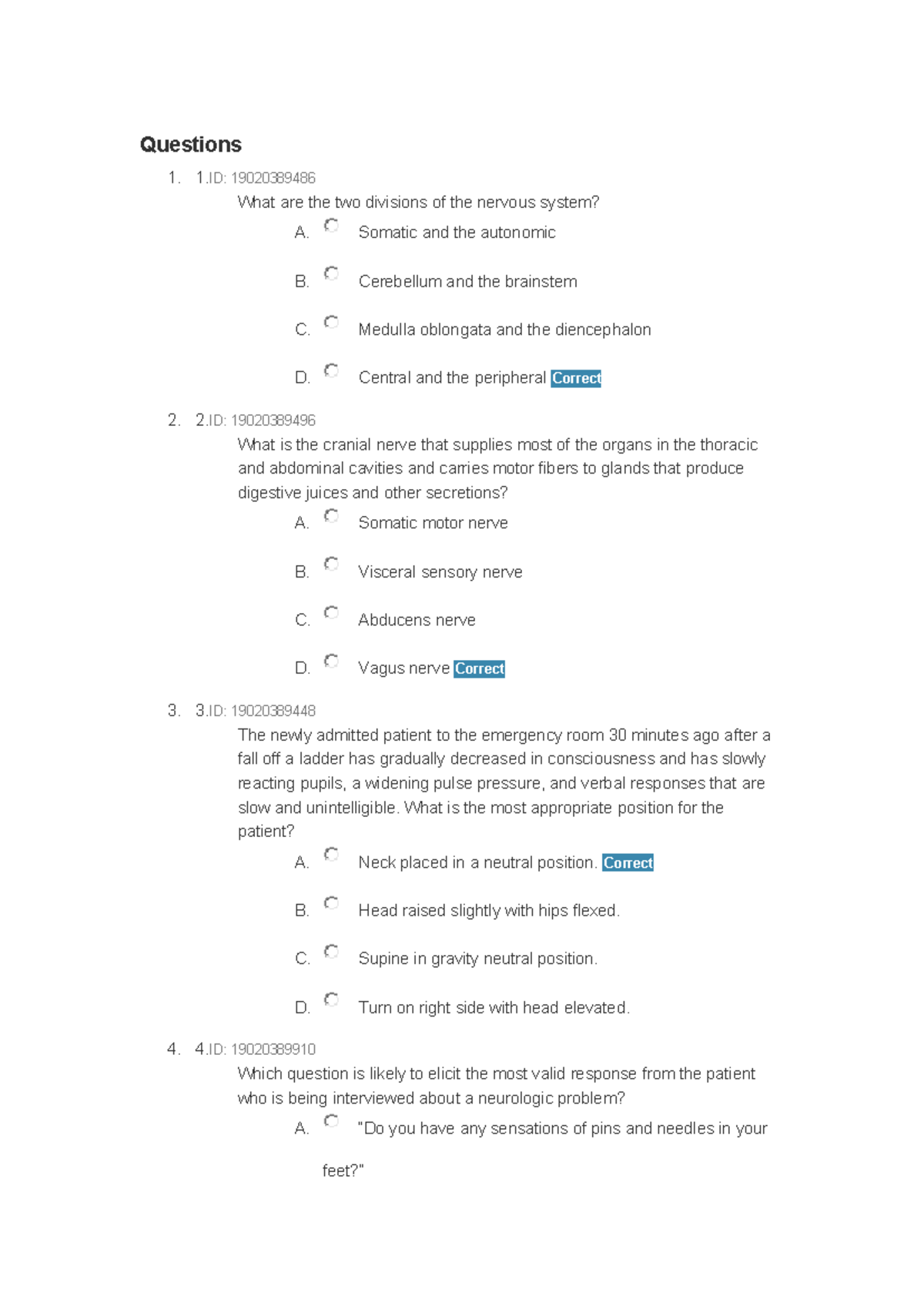 AHN 14: Nervous System Questions & Answers for Exam Prep - Studocu