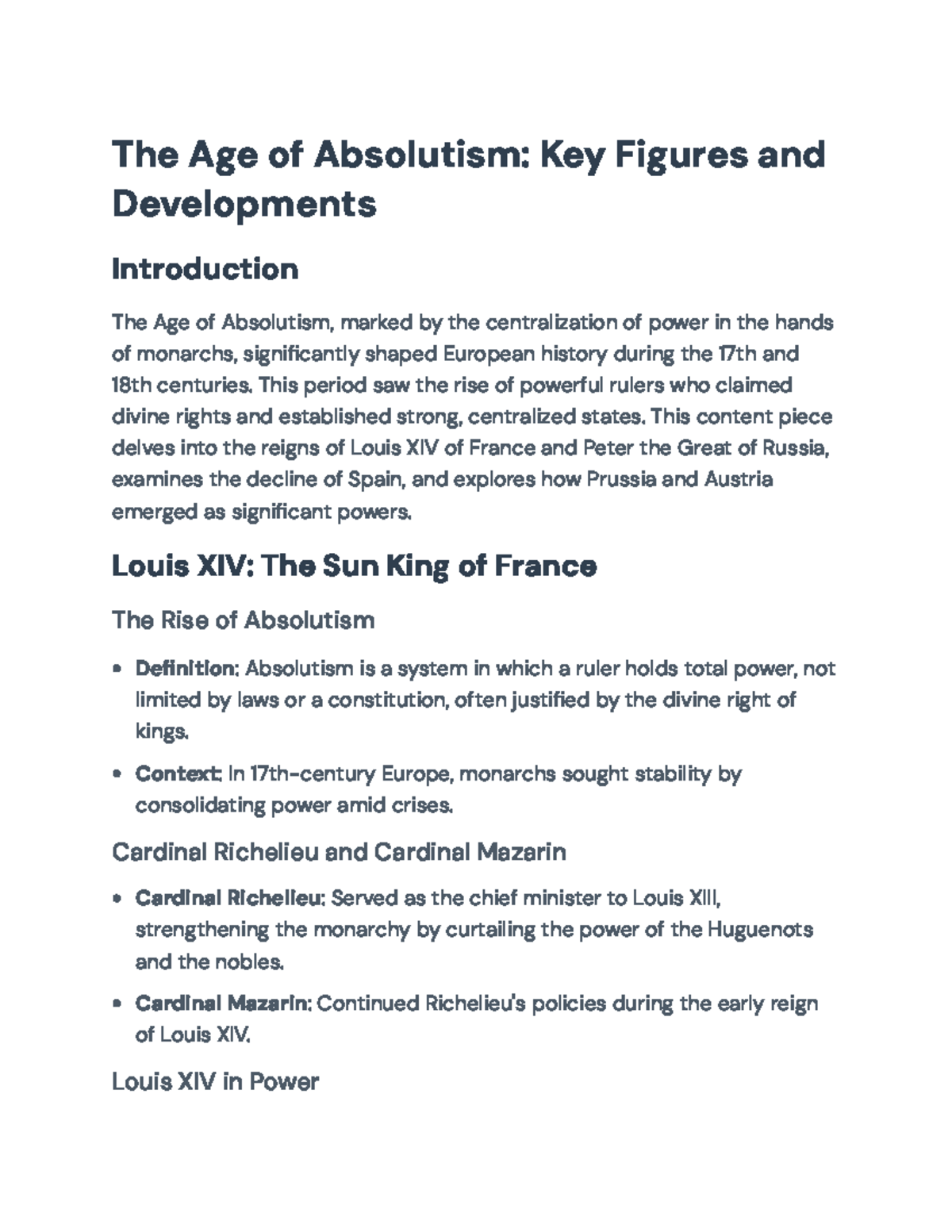 The Age of Absolutism: Key Figures, Developments, and Legacy - The Age ...