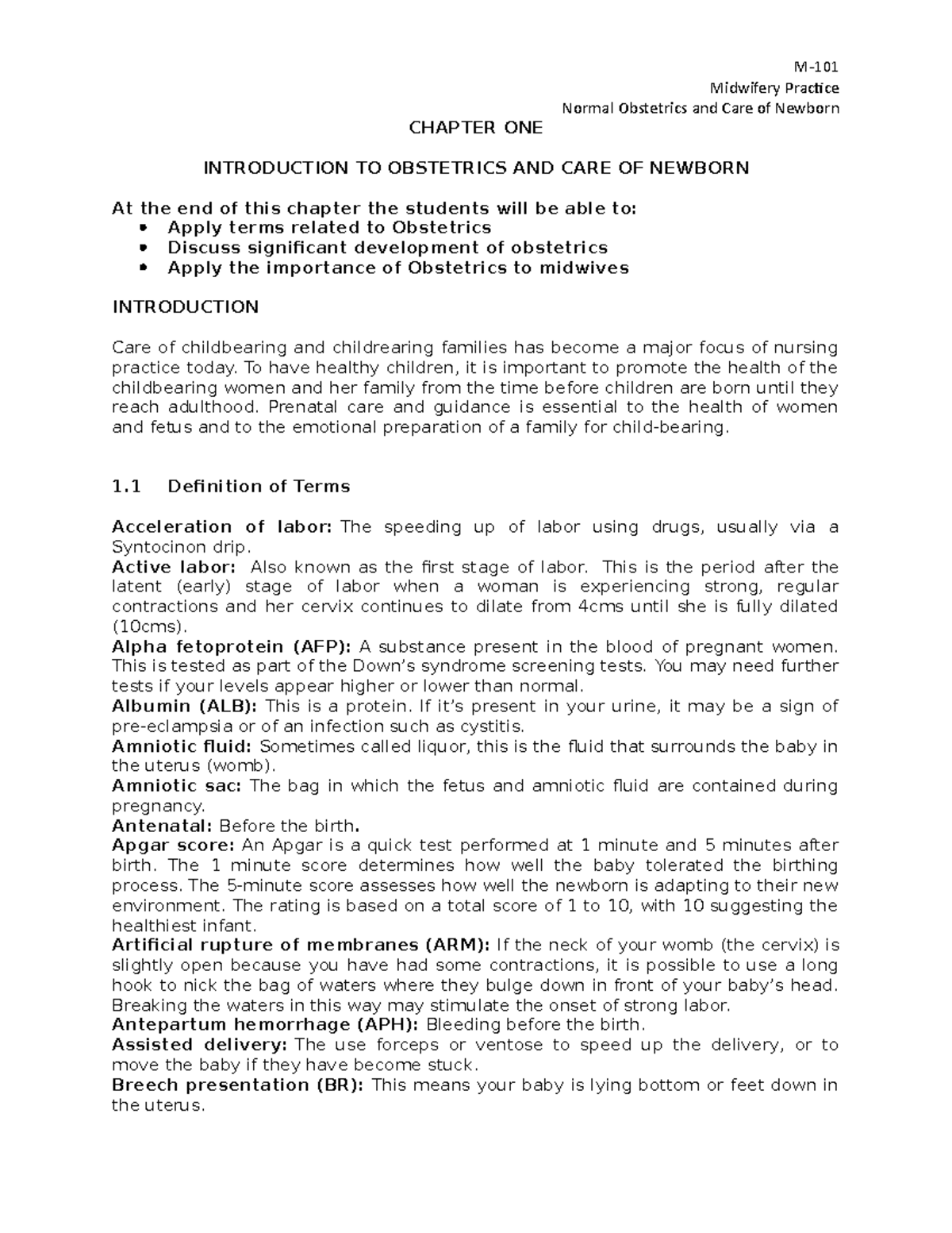 Obstetrics - INTRO - Midwifery Practice Normal Obstetrics and Care of ...