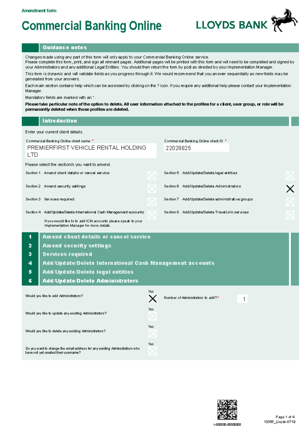 Updated Amendment Form for Commercial Banking Online (CB-BA100) - Studocu