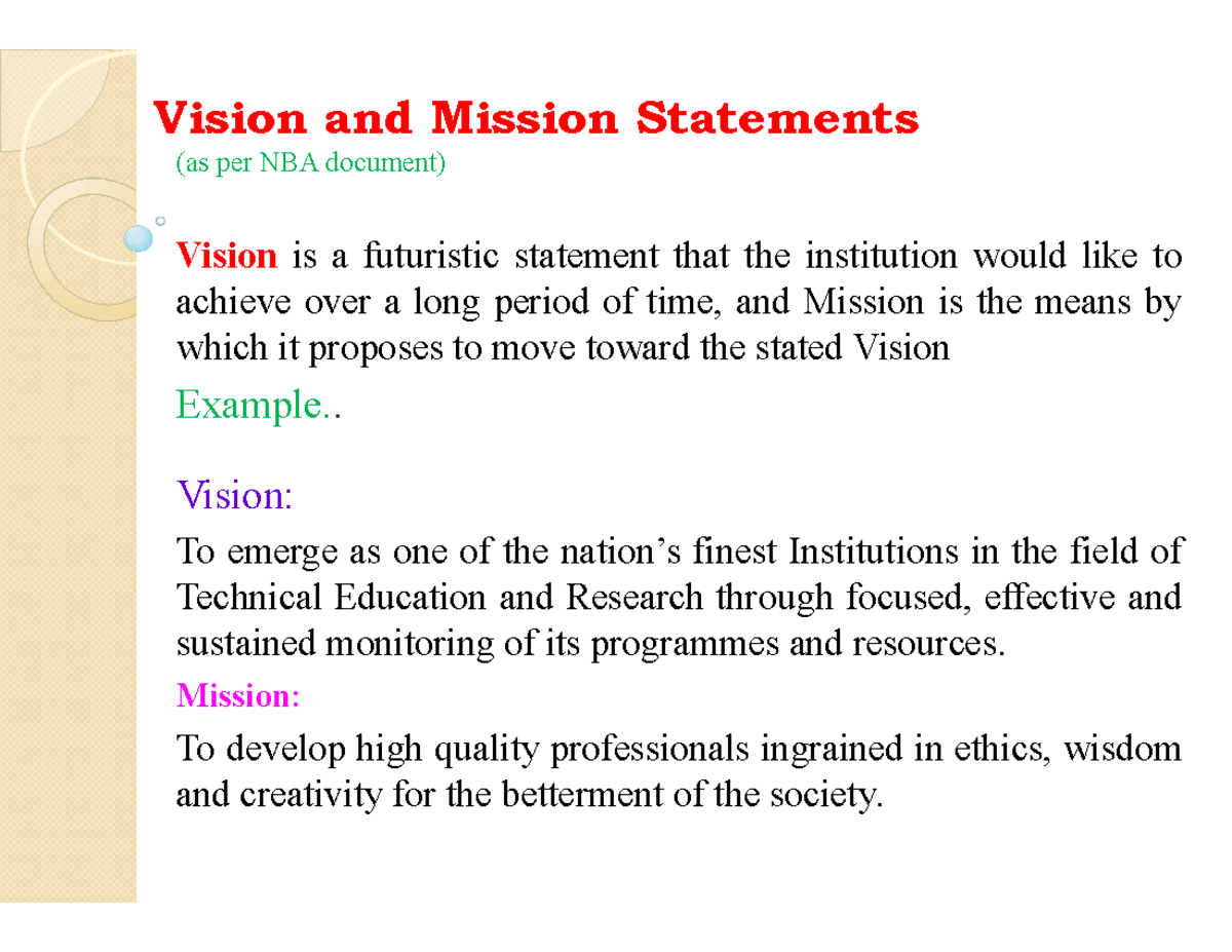 Facltu - Something about outcome based education - Vision and Mission ...