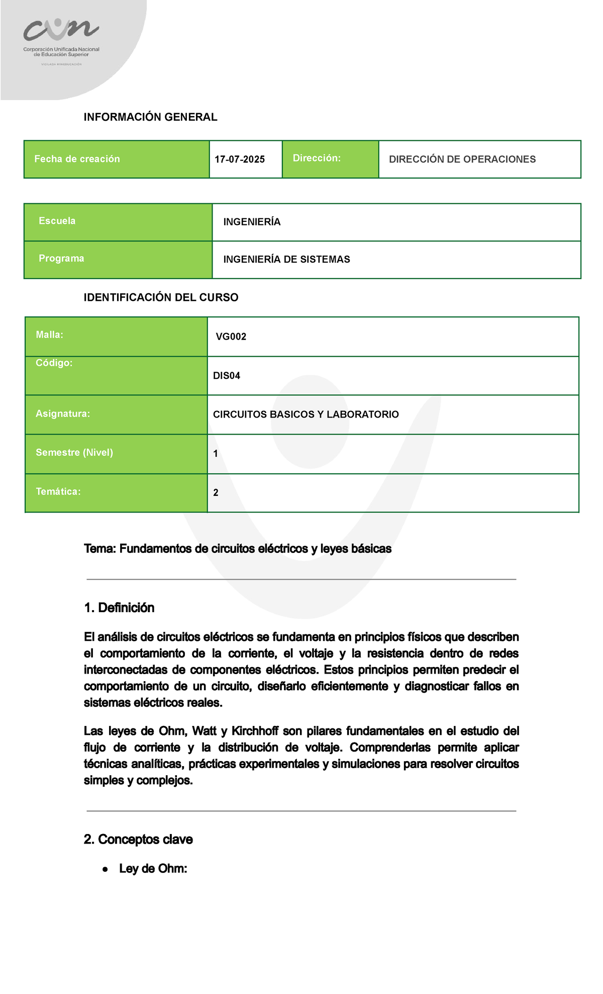 CIRCUITOS BÁSICOS Y LABORATORIO DIS04 - Fundamentos y Leyes Eléctricas ...