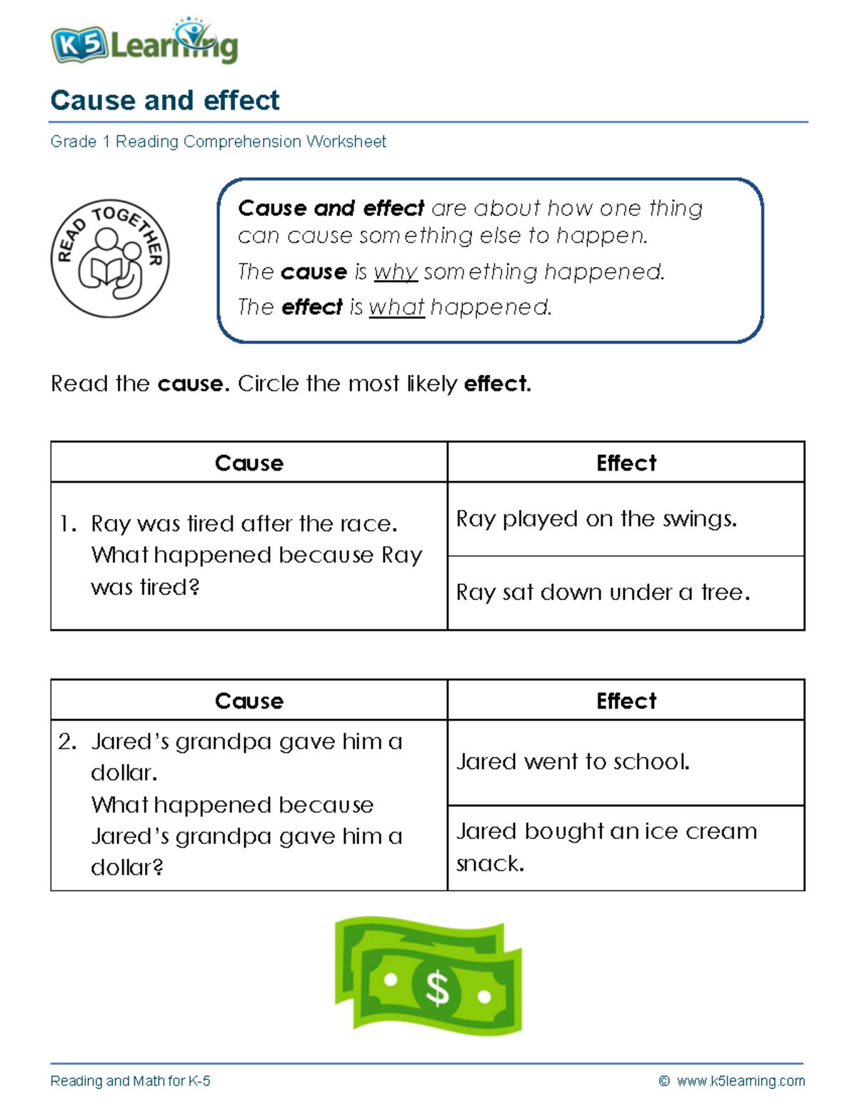 Grade 3 Cause and Effect Worksheet for K-5 Learning Activities - Studocu